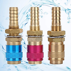 3pcs M10 Red Yellow Blue Water Cooled Gas Adapter Quick Connector Fitting Tig Cooler Welding Quick Connectors for Tig Welding Torch