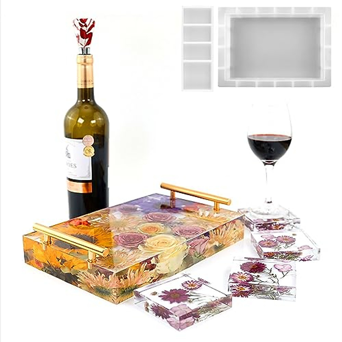 AOOOWER Resin Mold Coaster Tray Silicone Mold Table Decoration DIY Epoxy Crafts