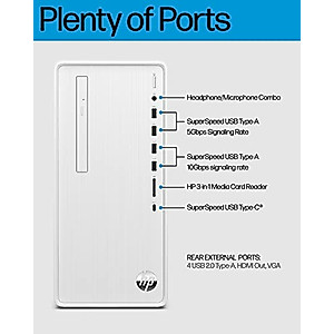 HP Pavilion Desktop PC, 12th Gen Intel Core i5-12400, 8 GB RAM, 512 GB SSD, Windows 11 Home, Wi-Fi 6 & Bluetooth, 9 USB Ports, Wired Keyboard & Mouse Combo, Pre-Built PC Tower, TP01-3050 (Renewed)
