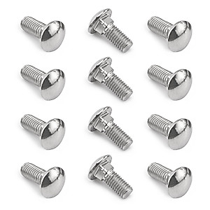 Yinpecly 12Pcs M10×25mm 1.5mm Pitch Length 304 Stainless Steel Round Domed Head Square Neck Carriage Bolts Silver Tone