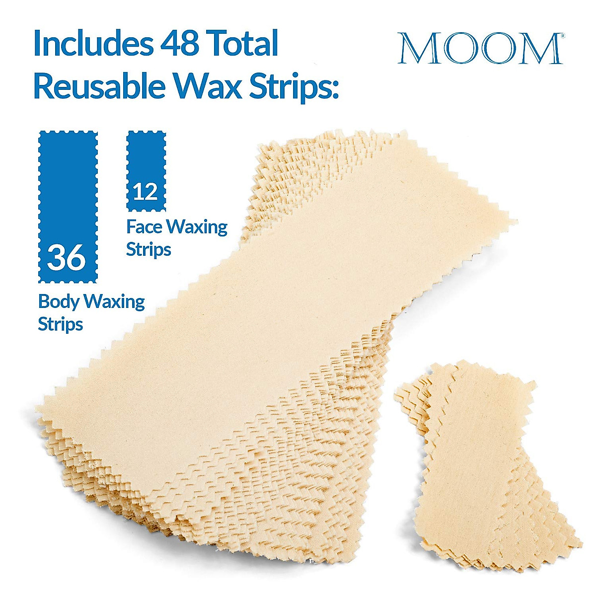 MOOM Waxing Hair Removal Strips for Men Polycotton, Specially Engineered for Maximum Hair Removal – Perfect for Back, Chest & Body Hair Wax (48 Count) 1 Pack