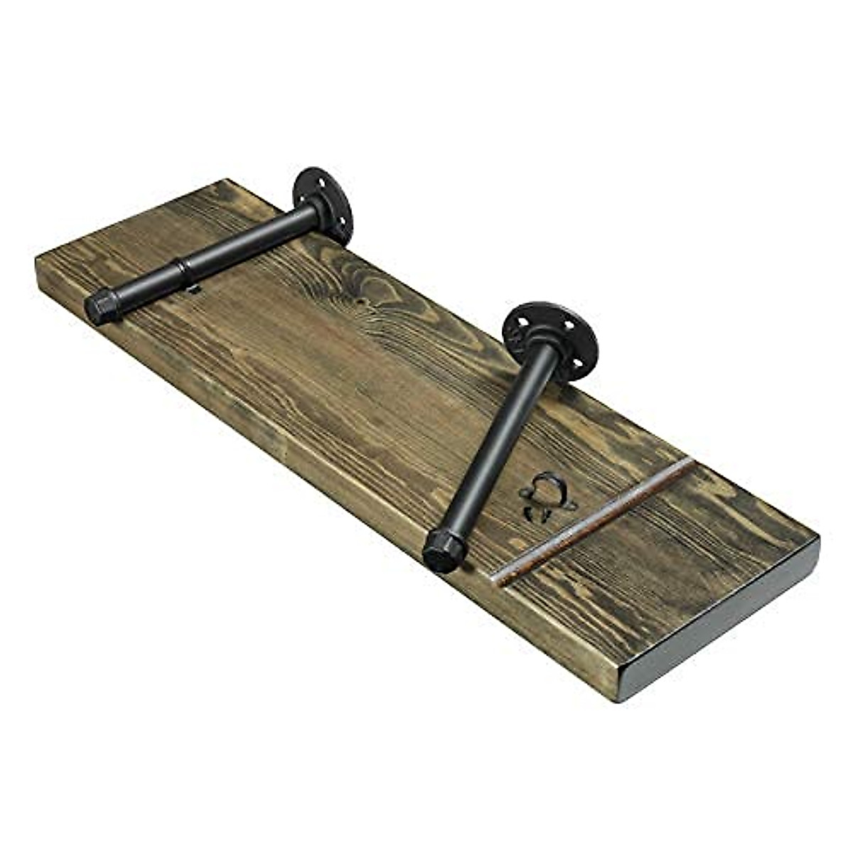 Mark One Home Goods 3 Tier Wood Shelves with Black Pipe Brackets (Walnut, 3 Tier)