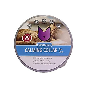 Adjustable Collar with Powerfull pheromones for Cats, relieves Anxiety, Brings Calm and Reduces Stress in Your pet for 30 Days, 1 Unit FEROGATOS