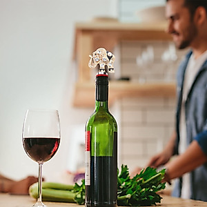 DOITOOL Wine Bottle Stoppers For Glass Bottles Vacuum, Wine Stoppers For Wine Bottles Vacuum Seal Gem Pearls Elephant Animal For Wine& Beverage Plug, Set Of 2