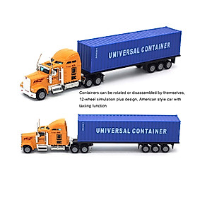 1/65 Alloy Diecast Container Truck Model Toy, Engineering Vehicle for Kids