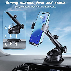 SUUSON Car Phone Holder Mount【Upgraded】-【Bumpy Roads Friendly】 Phone Mount for Car Dashboard Windshield Air Vent 3 in 1,Hand Free Mount for iPhone 14 13 12 Pro Max Samsung All Cell Phones