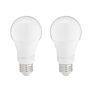 Amazon Basics - A19 LED Light Bulb, Daylight White, 15W (Equivalent to 100W), Non-Dimmable, 10,000 Hour Lifetime, 2-Pack