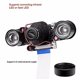 for Raspberry pi Camera Day & Night Vision, IR-Cut Video Camera 1080p HD Webcam 5MP OV5647 Sensor for Raspberry Pi RPi 4 3 B B+ 2B 3A+ 2 1 Zero W by Longruner