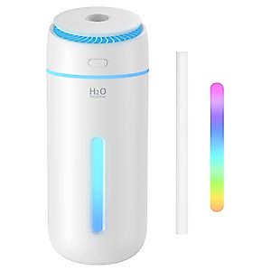 HOFULK Small Humidifiers for Bedroom Nightstand Room 400ML USB Humidifer Plant Cool Mist Humidifier Easy Clean Travel Mini Portable Personal Desk Car Quiet Auto Shut-off Air Humidifier with Led Lights