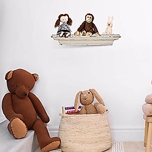 DQ DQ HOME DECOR Cheyenne Wall-Mount Display Shelf, Wall Shelves Organizer for Bedrooms, Hallways, Stairways, Entryways, Kitchens, and Bathrooms, Distressed White 24IN