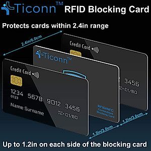 TICONN RFID Blocking Cards - 4 Pack, Premium Contactless NFC Debit Credit Card Passport Protector Blocker Set for Men & Women, Smart Slim Design Perfectly fits in Wallet/Purse (4)