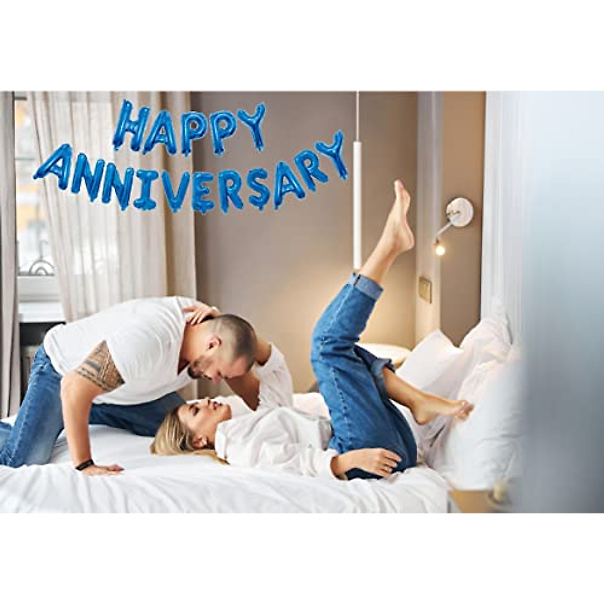 16 Inch Anniversary Aluminum Foil Balloons,Happy Anniversary Party Decorations Blue