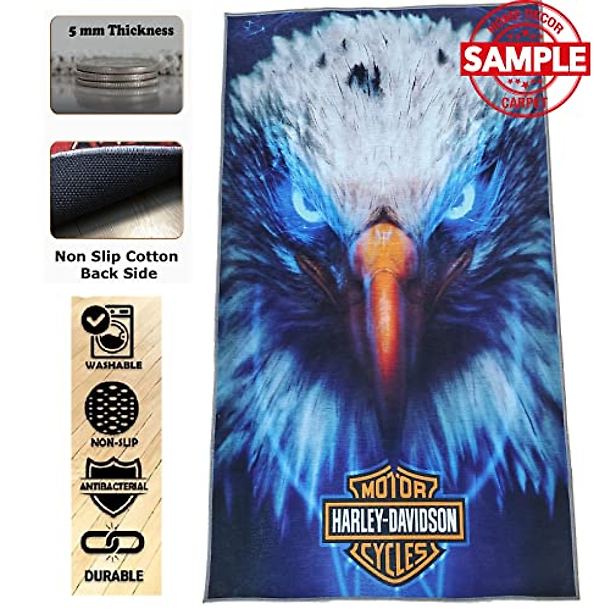 Harley Davidson mat Moto Cycles Motor Harley Davidson Decor Harley Rug Harley Davidson Harley Davidson Accessories Harley Davidson Rugs ahdc411 (2.6x4.6 feet - 80x140 cm)
