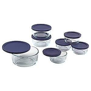 Pyrex 14-Piece Simply Store with Blue Covers, Clear
