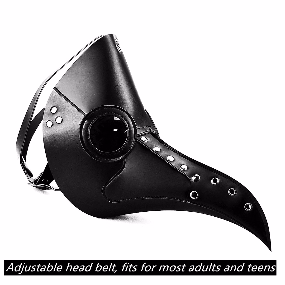 Ni-JASW Black PU Leather Plague Doctor Mask Halloween Bird Black Death Costume Mask Crops