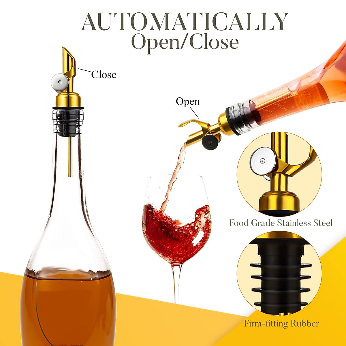 Blavvennt 2 Pack Pour Spouts Weighted Stainless Steel Liquor Bottle Pourers Liquor Pour Spout, Bottle Pourers for Alcohol, Liquor, Oil, Wine, Vinegar Bottles