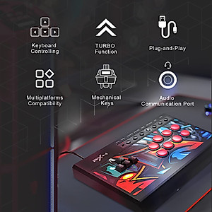 PXN Arcade Stick, X8 Fight Stick Game Controller Joystick Green Axis Mechanical Buttons USB Wired Connection for PC/PS4/PS3/Xbox Series X|S, Xbox One