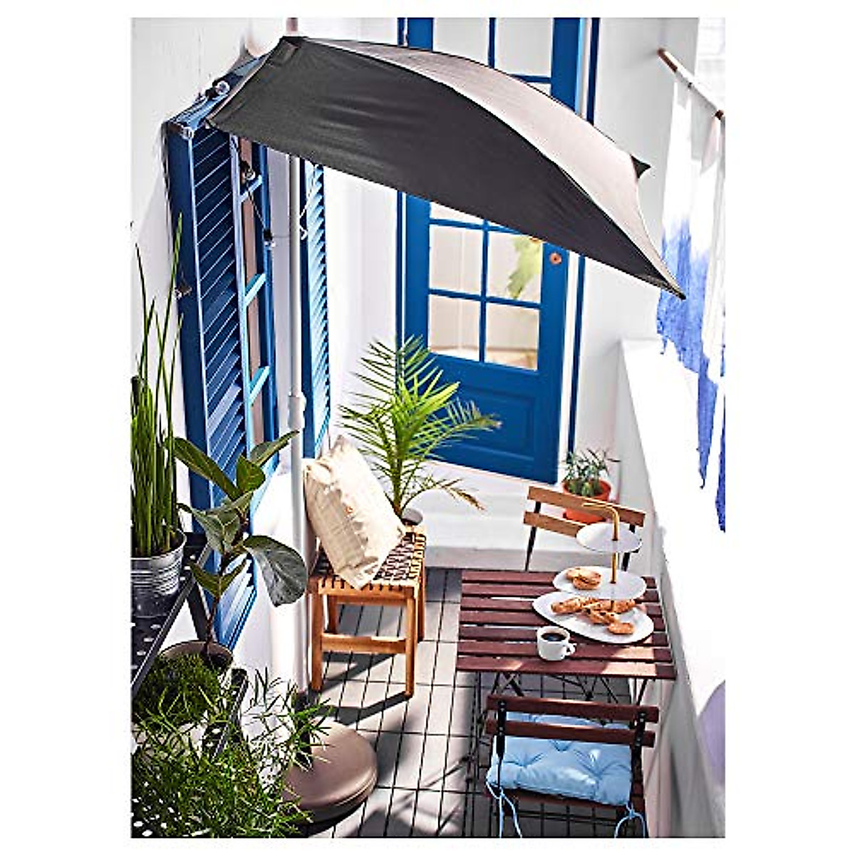 Ikea TÄRNÖ chair, outdoor foldable black/light brown stained Acacia