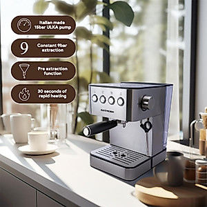 GOTMORE Espresso Coffee Machines, Stainless Steel Espresso Machine with Milk Frother Steam Wand for Latte Cappuccino, 15 bar Coffee Espresso Maker for Home with 60.8oz Removable Water Tank