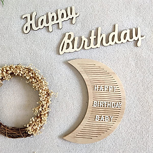 Wooden Letter Board for Motivational Quotes Message Board Home Decor, Moon Shaped Birth Announcement Sign for Nursery Decor Record Baby Information Keepsake