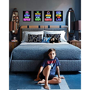 Drsoum Video Game Room Decor for Boys - Gaming Wall Art - Neon Gaming Room Decor - Game Poster FRAMED 8"x10" - Gamer Wall Decor - Teenage Boy Room Decor