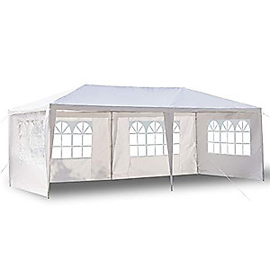 Outvita Outdoor Party Tent, Patio Wedding Gazebo Waterproof White Canopy with Sidewalls Party Wedding Tent Cater Events Pavilion Beach BBQ (10'x20')
