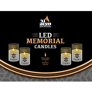 Ner Mitzvah Electric Yahrzeit Candle - LED Votive Candles - Flameless Memorial Candle