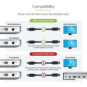 StarTech.com 3ft (91cm) Mini DisplayPort Cable, 4K UHD Video, mDP 1.2 Cable, M/M mDP Cord, Mini DisplayPort (Not Thunderbolt)