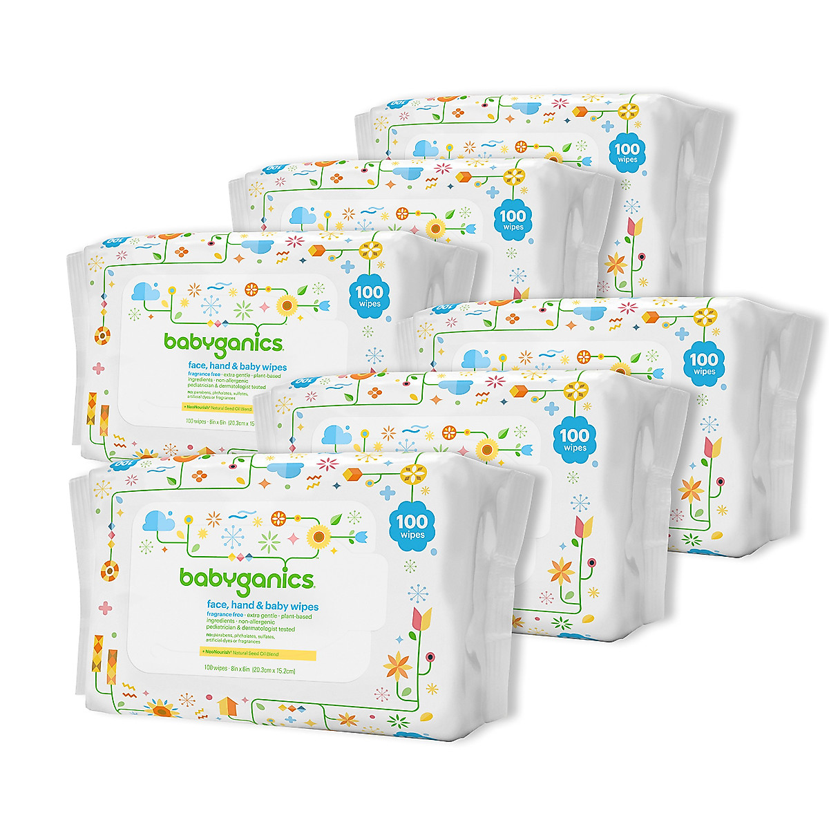 Babyganics Baby Wipes, Unscented, Packaging may vary, 100 Count (Pack of 6)