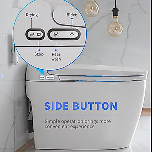 Smart Toilet with Heated Bidet Seat, Intelligent Tankless Toilet with Bidet Built-in, Feet Sensor, Auto Open/Close Seat, Off Seating Auto Flush, Night Light, Warm Water & Dryer, White