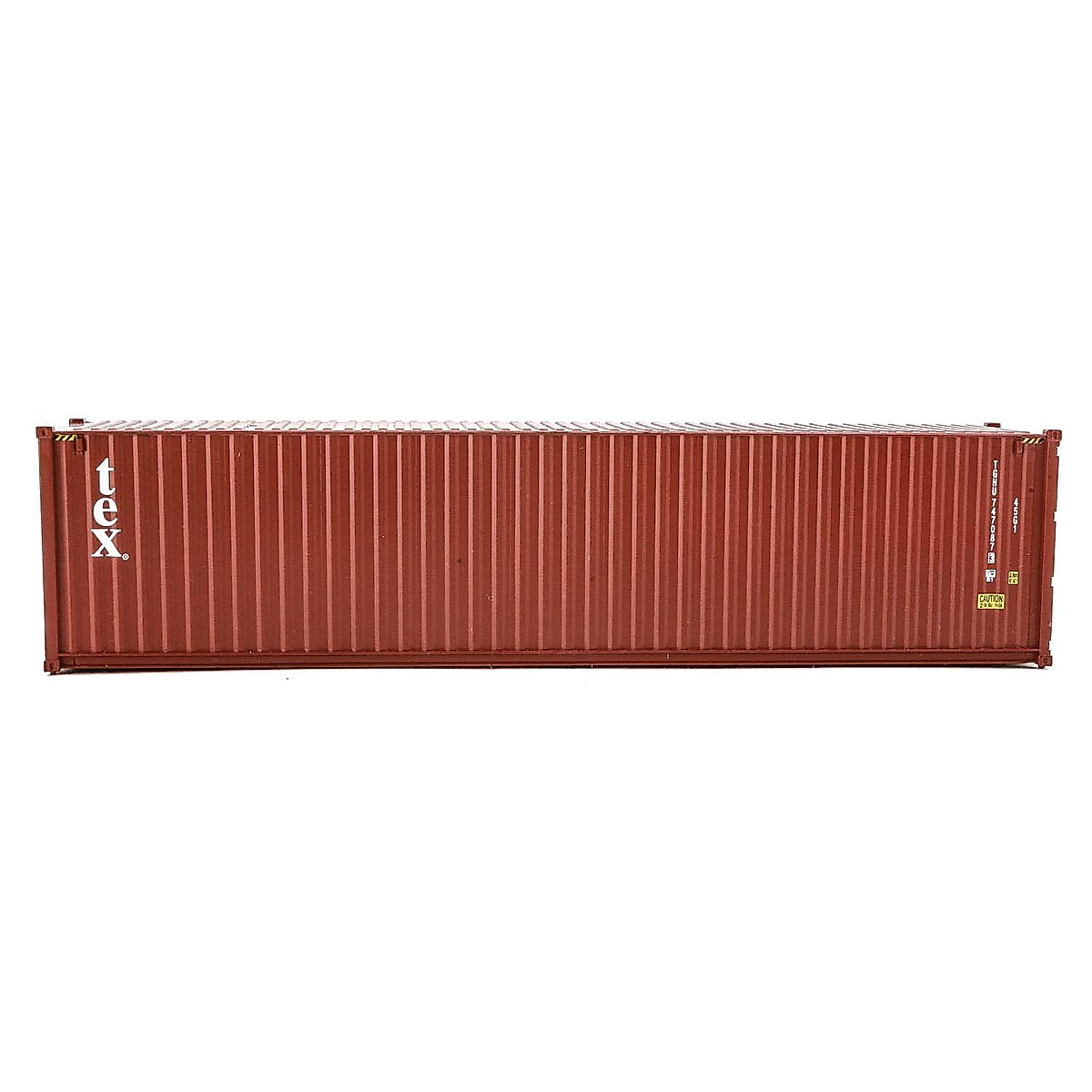 Walthers SceneMaster HO Scale Model of Tex (Brown, White) 40' Hi Cube Corrugated Side Container,949-8266