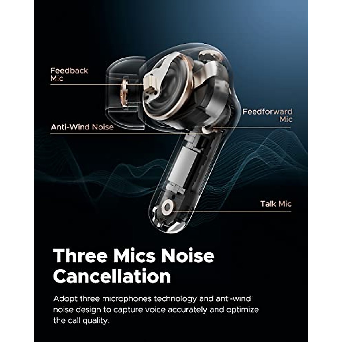 SoundPEATS Capsule3 Pro Wireless Earbuds with Hi-Res and LDAC, 43dB Hybrid Active Noise Cancelling Bluetooth 5.3 Earphones with 6 Mics for Calls, 52 Hours of Playtime, Transparency Mode, Game Mode