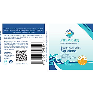 STREAM 2 SEA Leave-In Conditioner and Squalane Oil for for Moisturized Skin and Hair with Vitamin E - Natural Protection and Hydration for Skin - Reef Safe and Paraben Free.