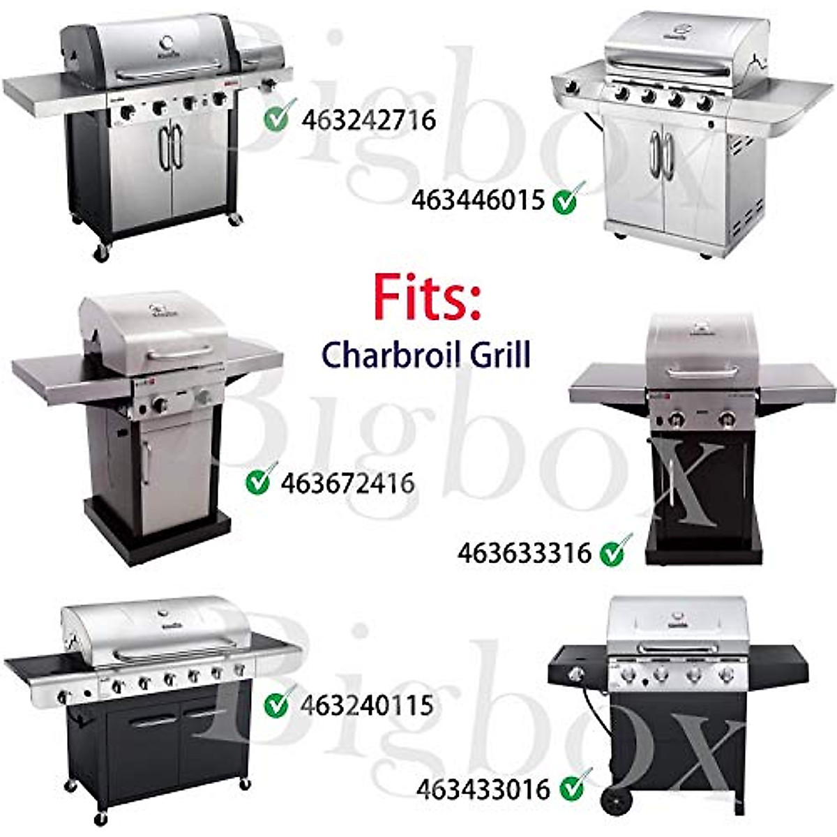 BBQ-Element Gril Replacment Parts for Charbroil 463344015, 463343015, 463344116, 463242715. Stainless Steel Burner Tubes and Carryover Tubes for Char-broil 463242515, 463242716, 463433016.