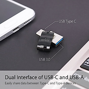 Silicon Power 32GB X5 Flash Drive USB 3.0 Dual Drive USB Type-C C31 Swivel Dual Flash Drive Type C Ready for Smartphones Tablets and New MacBook 5 Pack (S5032GBUC3C31V1KBT)