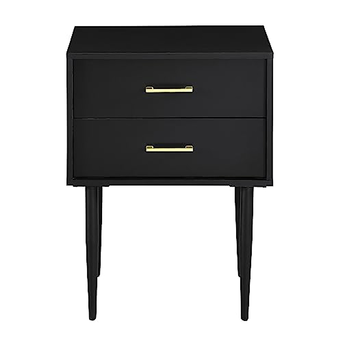 Walker Edison Modern Olivia 2 Drawer Wood Rectangle Side Table Living Room Small End Accent Table, 20 Inch, Black