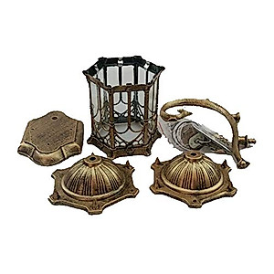 PEHUB European Retro Outdoor Waterproof Wall Lamp Antirust Oil Rubbing Bronze Garden Villa Decoration Courtyard Porch Lighting Wall Light 15.7inch Glass Lantern Wall Sconce Easy to Install Exterior Li