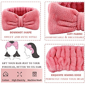6 Pieces Spa Headband Wrist Washband Scrunchies Cuffs for Washing Face, Towel Wristbands Hair Headband Face Wash Wristband for Women Girls Makeup Prevent Liquids from Spilling Down Your Arms (Pink)