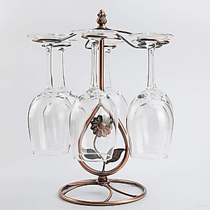 Cabilock Countertop Wine Glass Holder Sunflower Freestanding Metal Tabletop Stemware Storage Rack Drying Rack Glasses Cup Accessories for Home Decor Kitchen (Bronze)