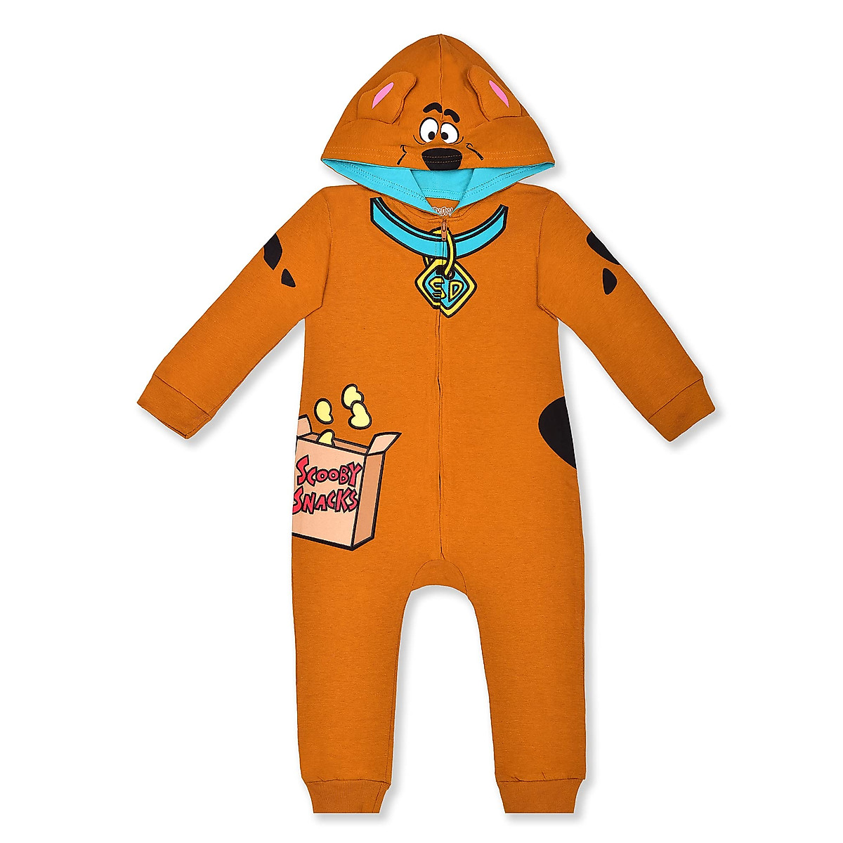 Warner Bros. Scooby Doo Boys’ Hooded Footed Coverall for Newborn, Infant and Toddler - Brown