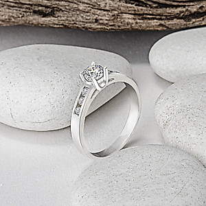 ELEGANZIA Sterling Silver Promise Rings For Her Couples Mothers, Engagement Rings For Women with Cubic Zirconia Jewelry Wedding Band