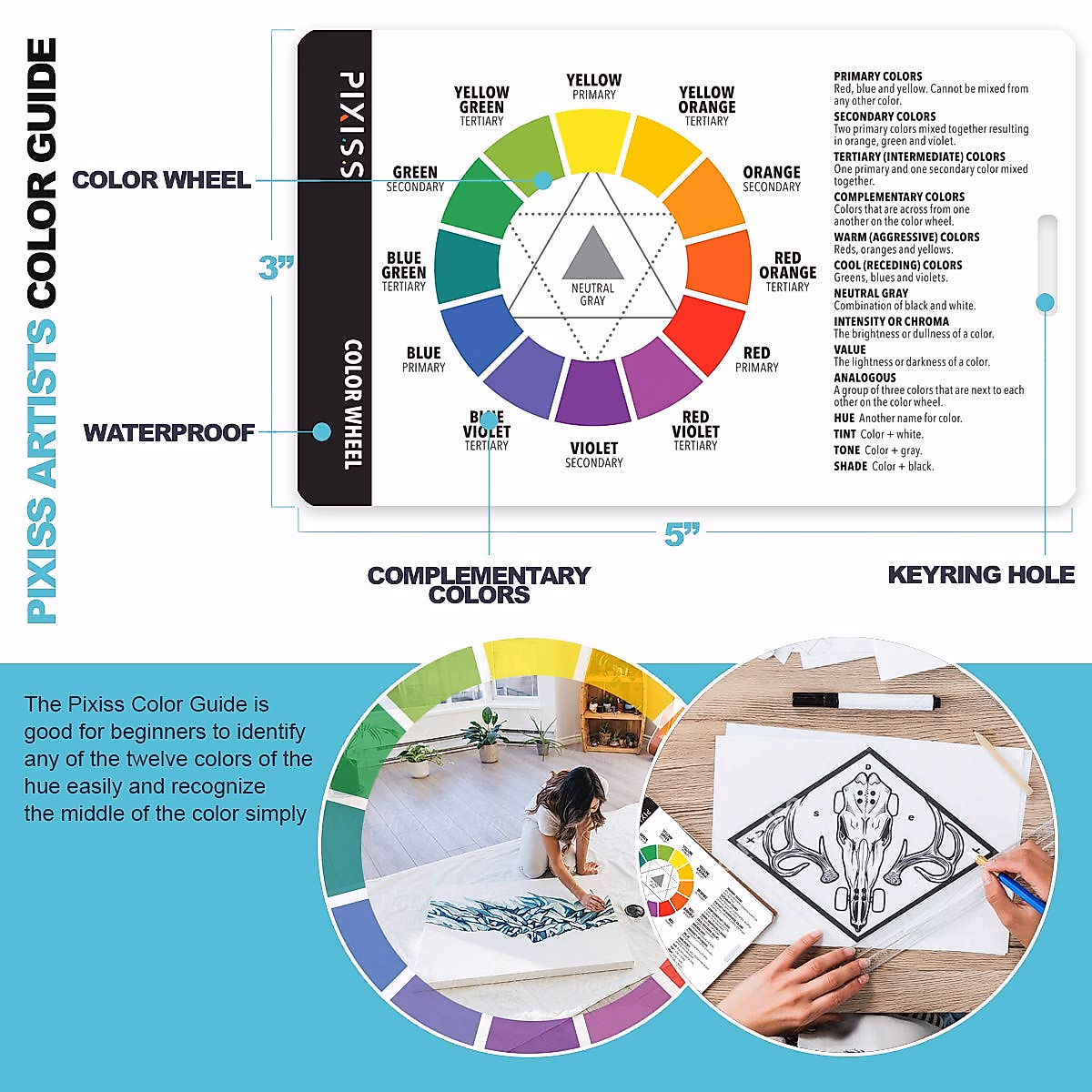Gray Scale Value Finder, Color Wheel, Artists View Catcher Finder on Lanyard with Measuring Tape Tools for Artists.