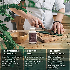 Marine Collagen and Hyaluronic Acid Supplements, Aloe Vera Leaf Gel and Vitamin E Collagen Peptides Pills–Collagen Supplements With Hyaluronic Acid for Hair Skin Nails-90 Collagen Caps