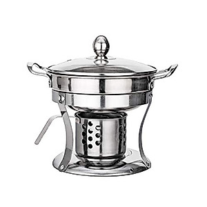 Hinomaru Collection Shabu Shabu Mini Hot Pot Stainless Steel With Glass Lid Chafing Dish Single Serving Mini Casserole Pot Cooking Gel Fuel Cookware
