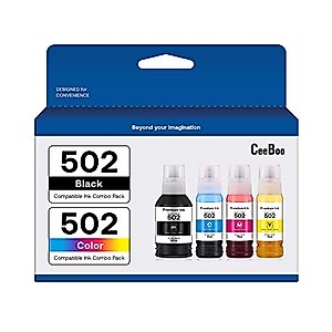 502 High Capacity Compatible Refill Ink Bottle Replacement for Epson 502 Ink Refill Bottles (Not Sublimation Ink) Use for EcoTank ET-2850 ET-3830 ET-3850 ET-2760 ET-3760 ET-15000 Printer (4 Bottles)