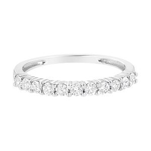.925 Sterling Silver 1/2 cttw Shared Prong-Set Brilliant Round-Cut Diamond 11 Stone Band Ring (I-J Color, SI2-I1 Clarity) - Size 7