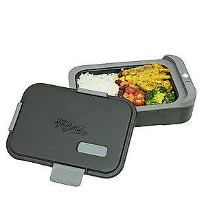 Hot Bento PLUS Self Heated Lunch Box and Food Warmer Removeable Battery Powered, Portable, Cordless, Hot Meals for Office, Travel, Jobsite, Picnics, Outdoor Recreation, Kitchen Meal Prep, Black