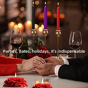 Red Rose Flower Scented Candle Set of 5, 2 Rose Shapes + 3 Long Low Temperature Candles, Romantic Ambiance Wax Play Candles for Date Night Romantic Wax Play Couple Wedding Anniversary Candles