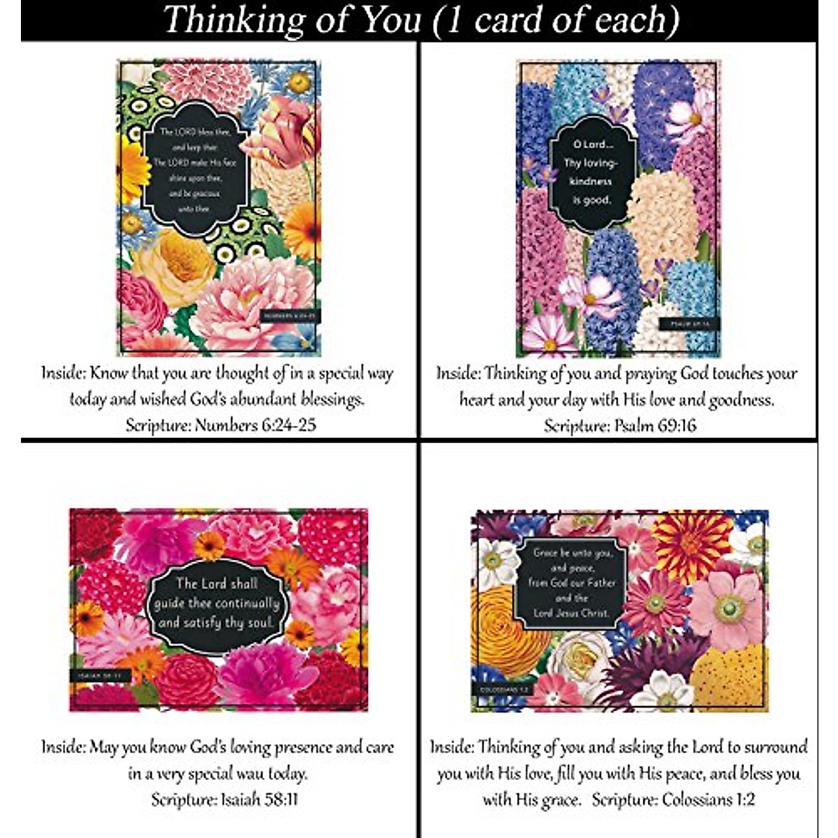 Thinking of You Cards (No Repeated Cards) 32 Design Christian / Religious Greeting Card Assortment ~ Scripture in every card