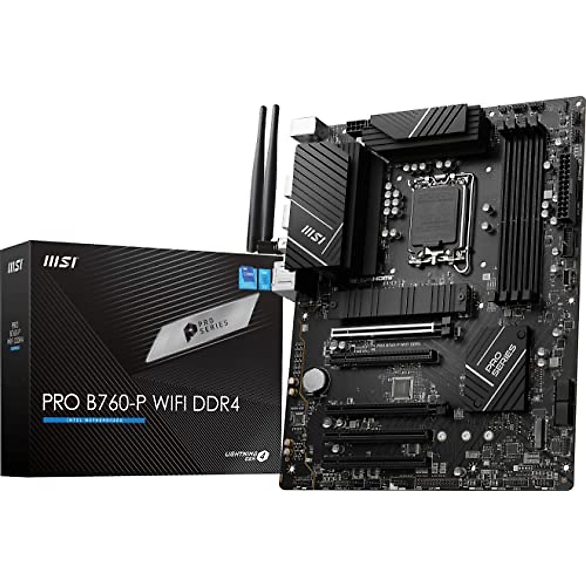 MSI PRO B760-P WiFi DDR4 ProSeries Motherboard (Supports 12th/13th/14th Gen Intel Processors, LGA 1700, DDR4, PCIe 4.0, M.2, 2.5Gbps LAN, USB 3.2 Gen2, HDMI/DP, Wi-Fi 6E, Bluetooth 5.3, ATX)